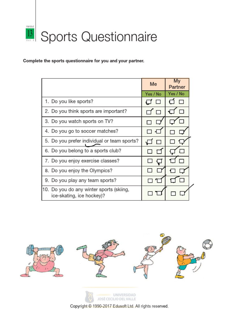 07 Basic II Handout 13 Unit 4 Sports Sports Questionnaire | PDF