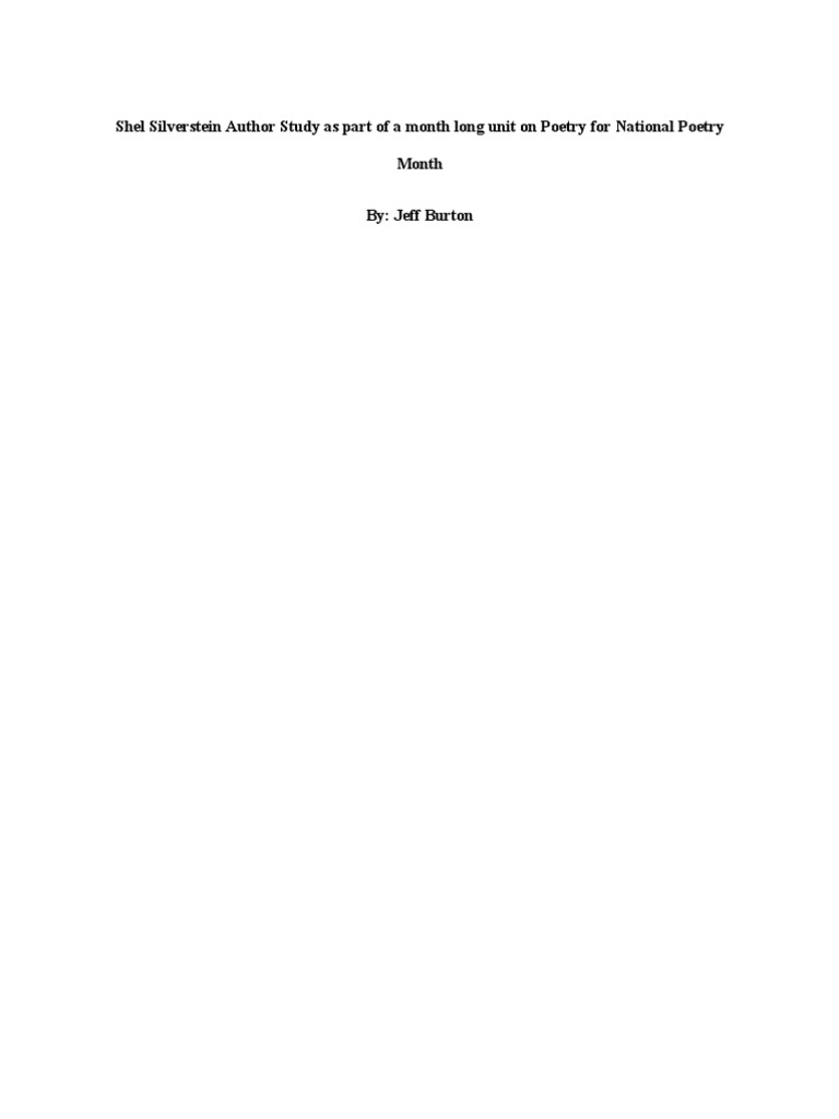 Shel Silverstein Poetry Unit Plan | PDF | Poetry | Rhyme