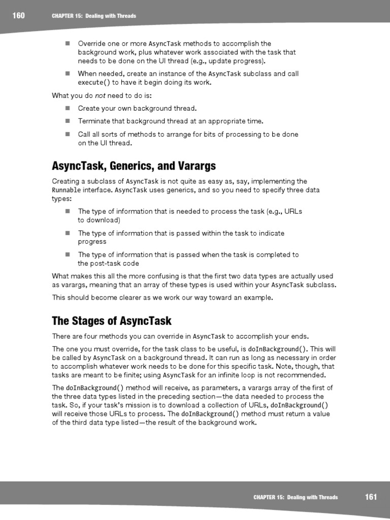Asynctask, Generics, and Varargs: Chapter 15: Dealing With Threads | PDF | Parameter (Computer ...