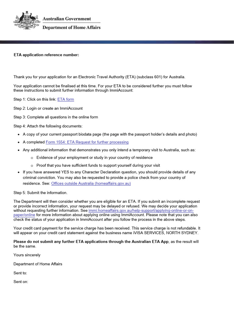 Instructions for ETA Application Follow-Up | PDF
