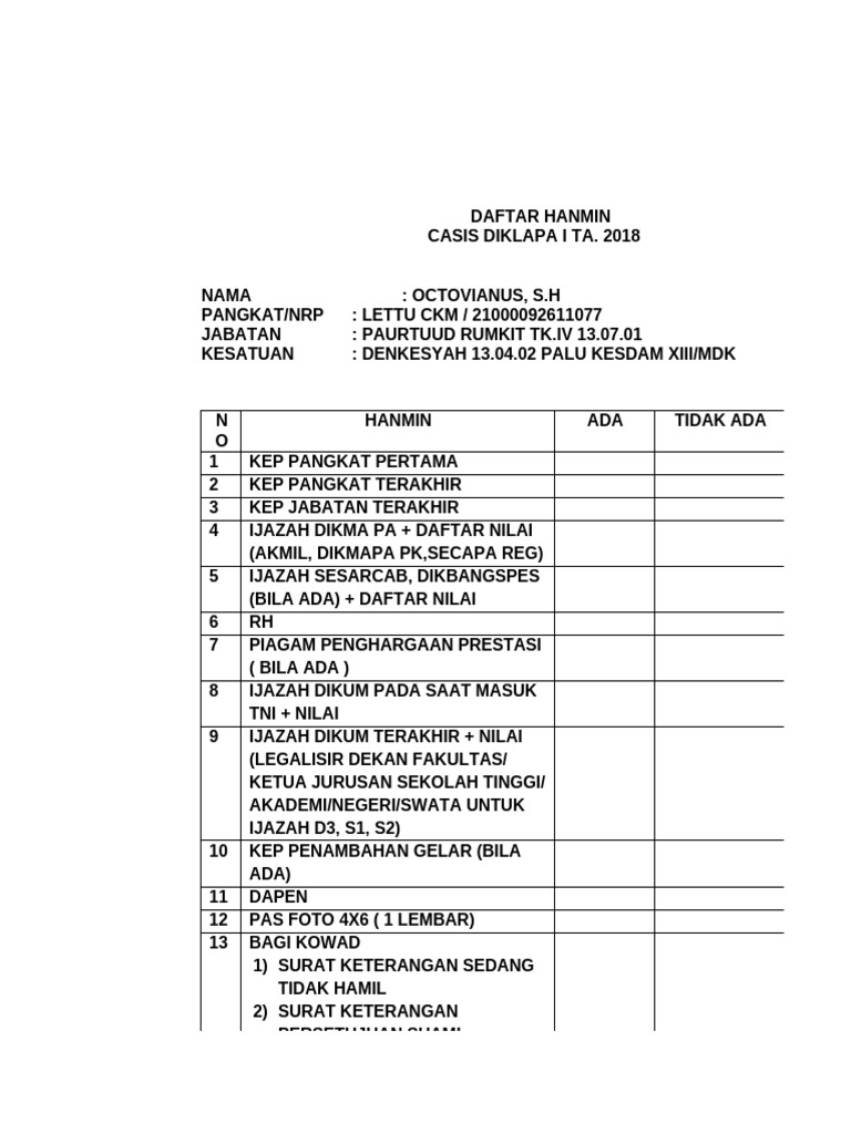 Hanmin Diklapa 1 | PDF