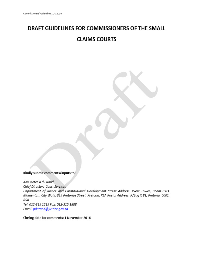 2016_scc_guidelines_Commissioners_Draft | PDF | Lawsuit | Judgment (Law)