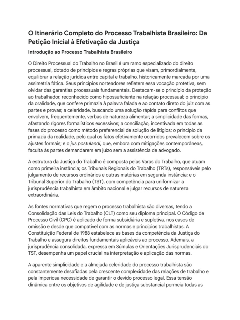 Etapas do Processo Trabalhista Brasileiro | PDF | Prova (jurídico ...
