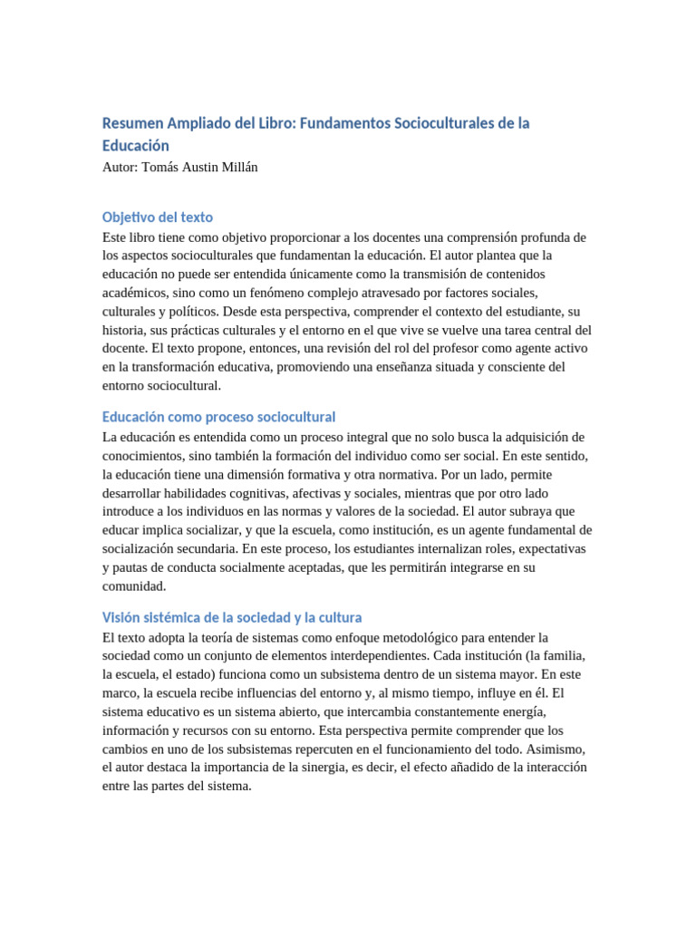 Fundamentos Socioculturales en Educación | PDF | Institución ...