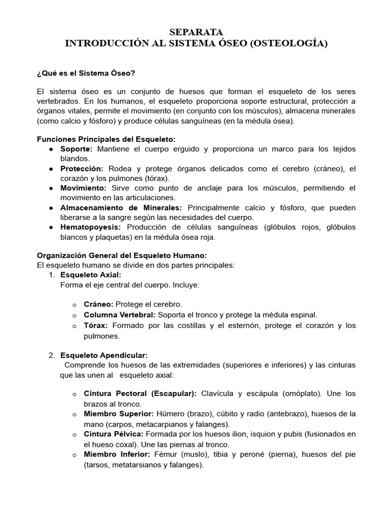 Separata 5 | PDF | Esqueleto | Hueso