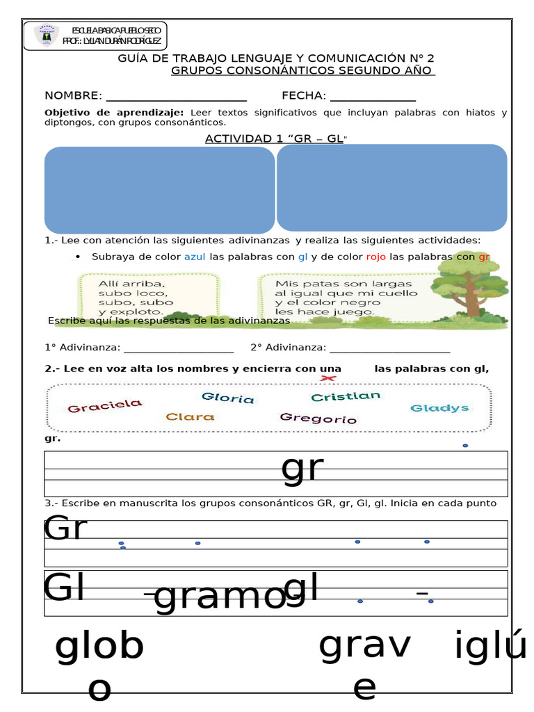 GUÍA grupos consonanticos | PDF | Voz humana | Fonética