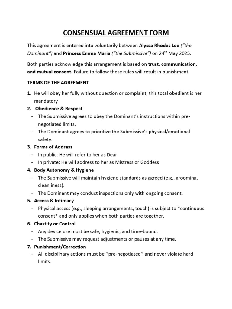 Consensual Agreement Form | PDF