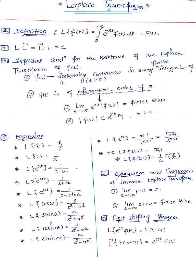 Laplace Transform Formula Sheet | PDF | Laplace Transform ...