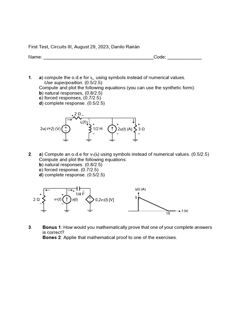 Parciales Circuits 3 First Order Circuits | PDF