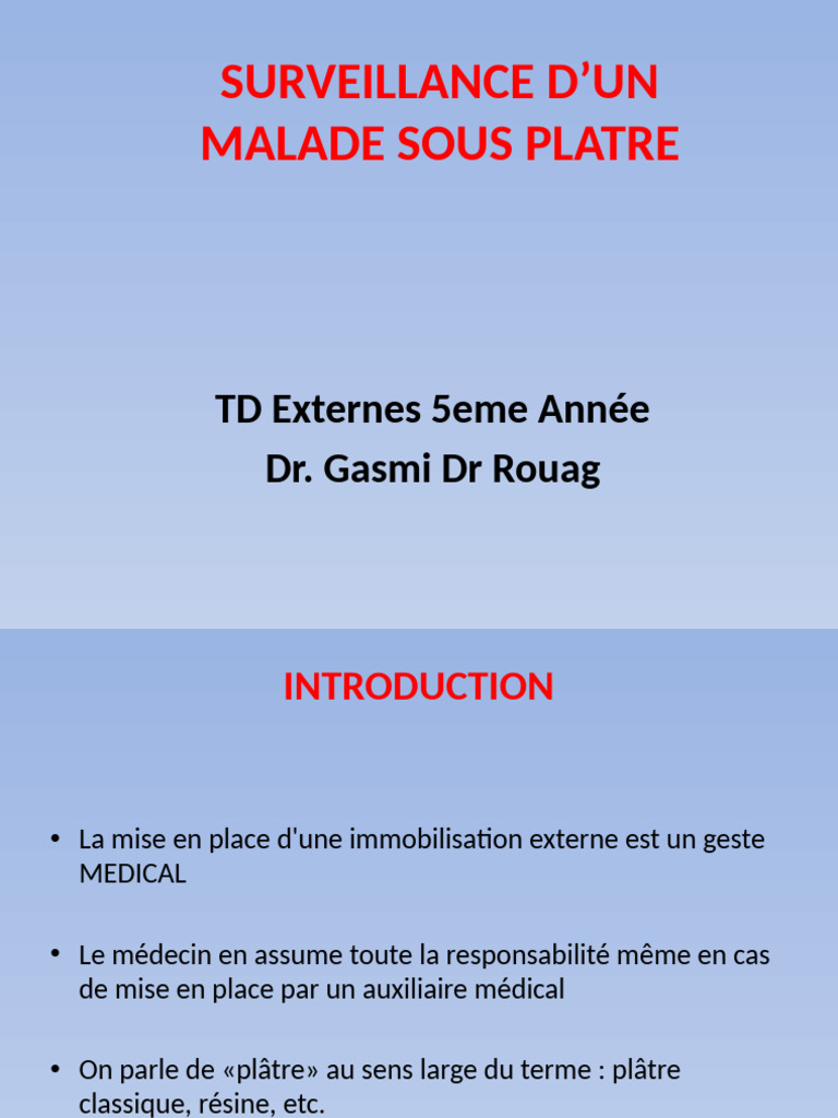 Surveillance Dun Malade Sous Platre | PDF | Douleur | Maladies et troubles