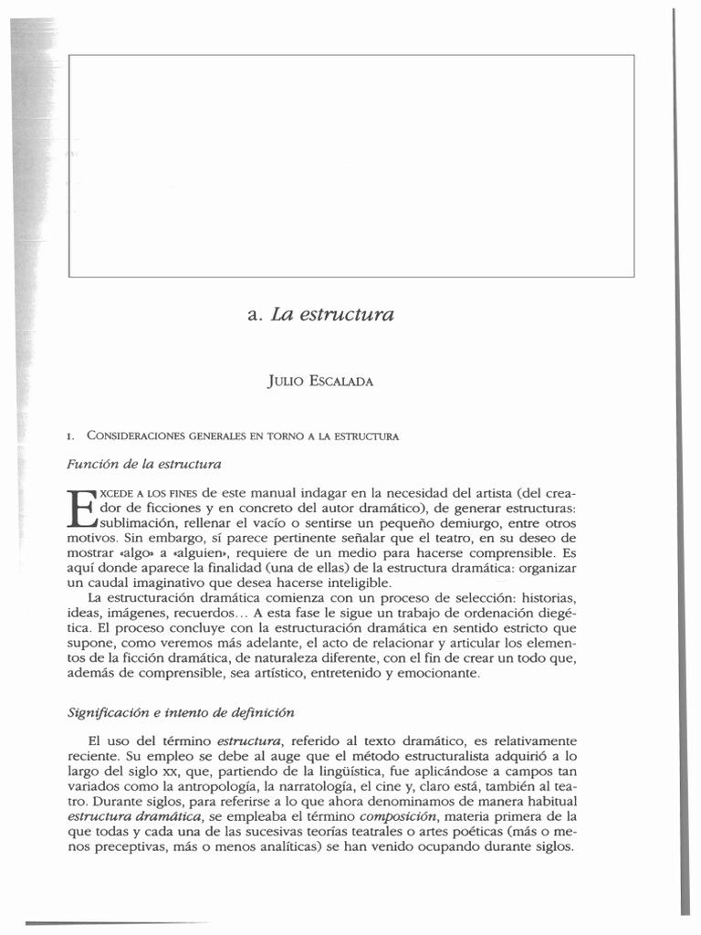 3A. Escalada, Julio - La Estructura - Acción Dramática - Trama | PDF ...