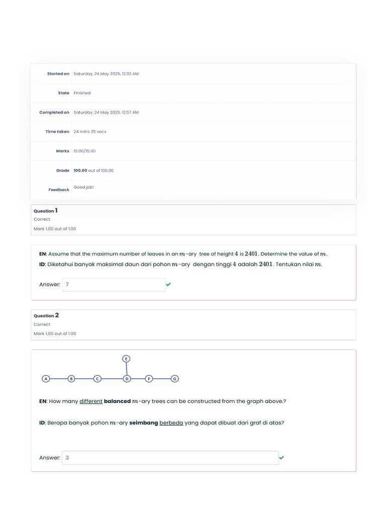 Online Quiz 11 - Pohon (Bagian 1) - Attempt Review - CeLOE LMS | PDF
