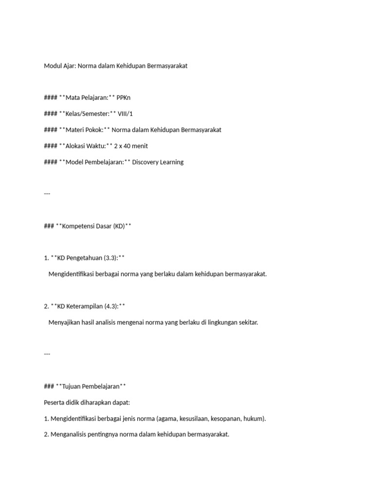 Modul Ajar Norma | PDF
