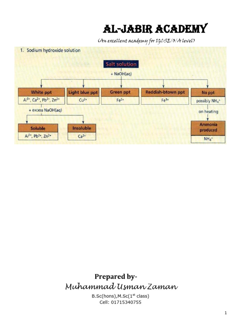1.3 Identification of Ions and Gases | PDF | Acid | Hydroxide