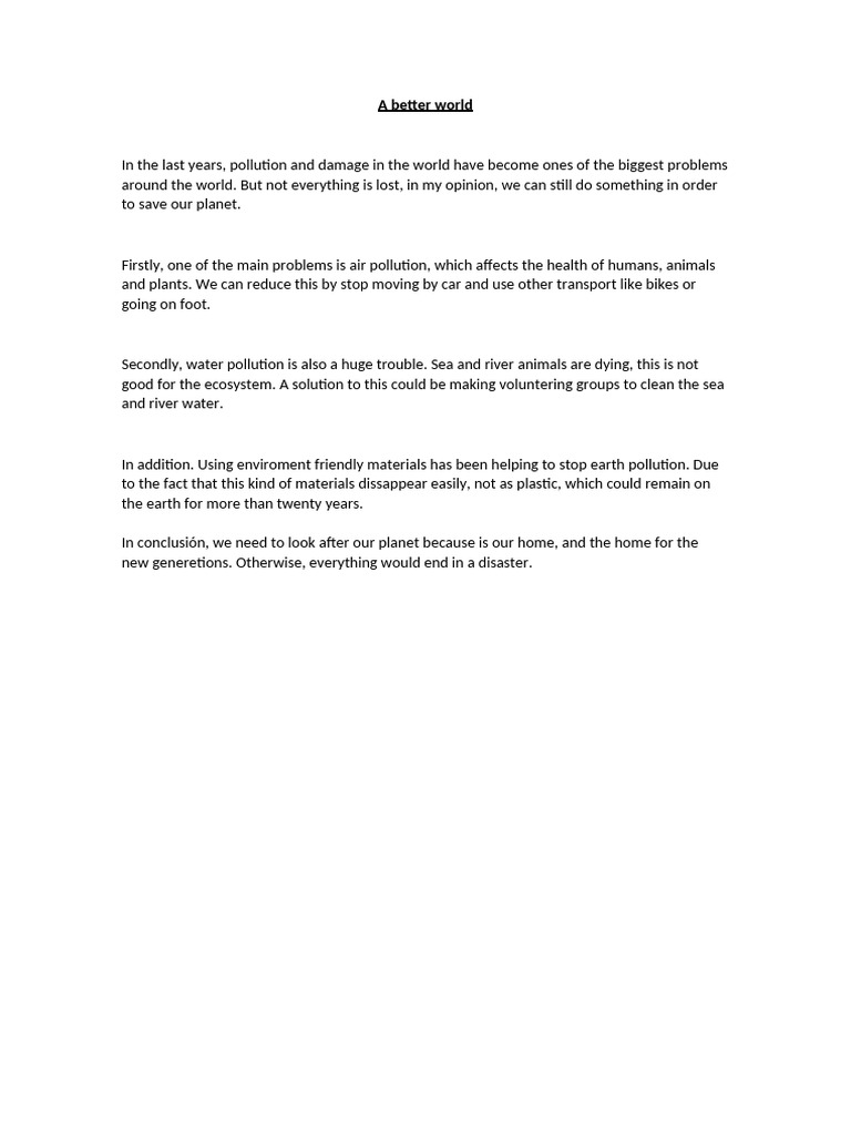 A Better World, Writing | PDF