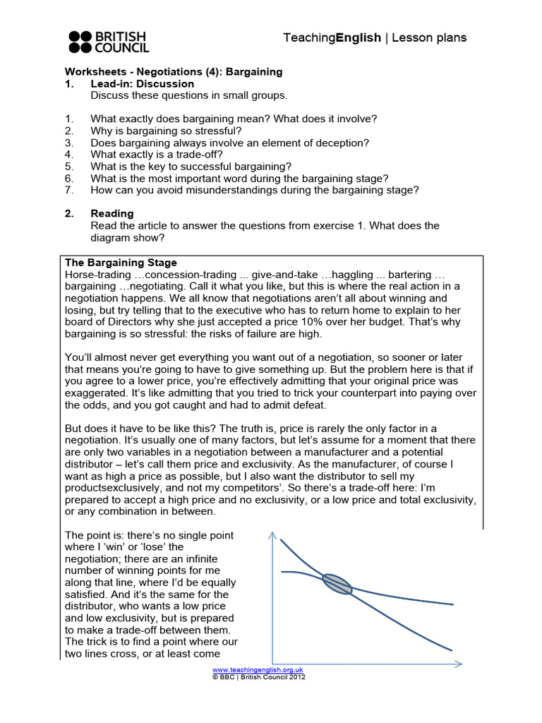 Negotiations 4 - Bargaining - Worksheet-1-4 | PDF | Bargaining ...