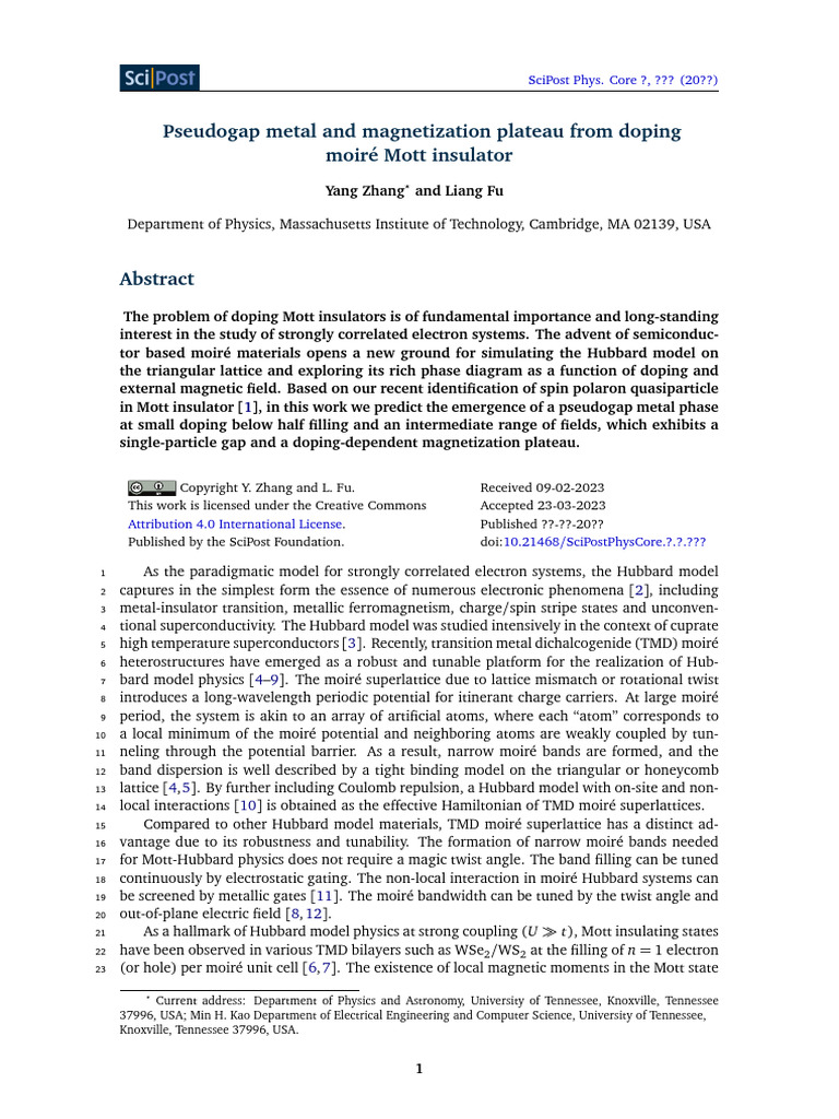 SciPost_Phys_Core_202302_00017v1_Zhang_proofs_v2 (1) | PDF | Spin (Physics) | Physical Chemistry