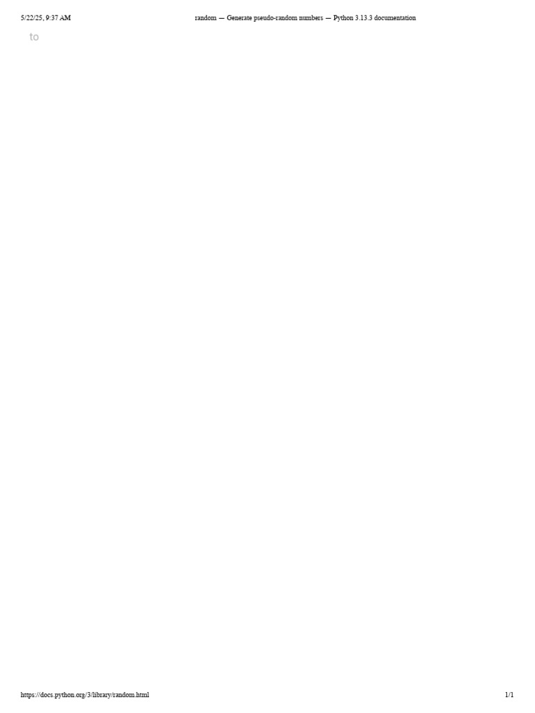 Random Generate Pseudo Random Numbers Python 3133 Documentation Pdf