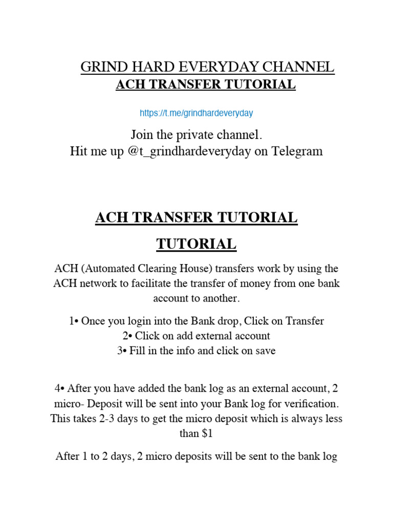 ACH TRANSFER TUTORIAL.BANK LOGS | PDF