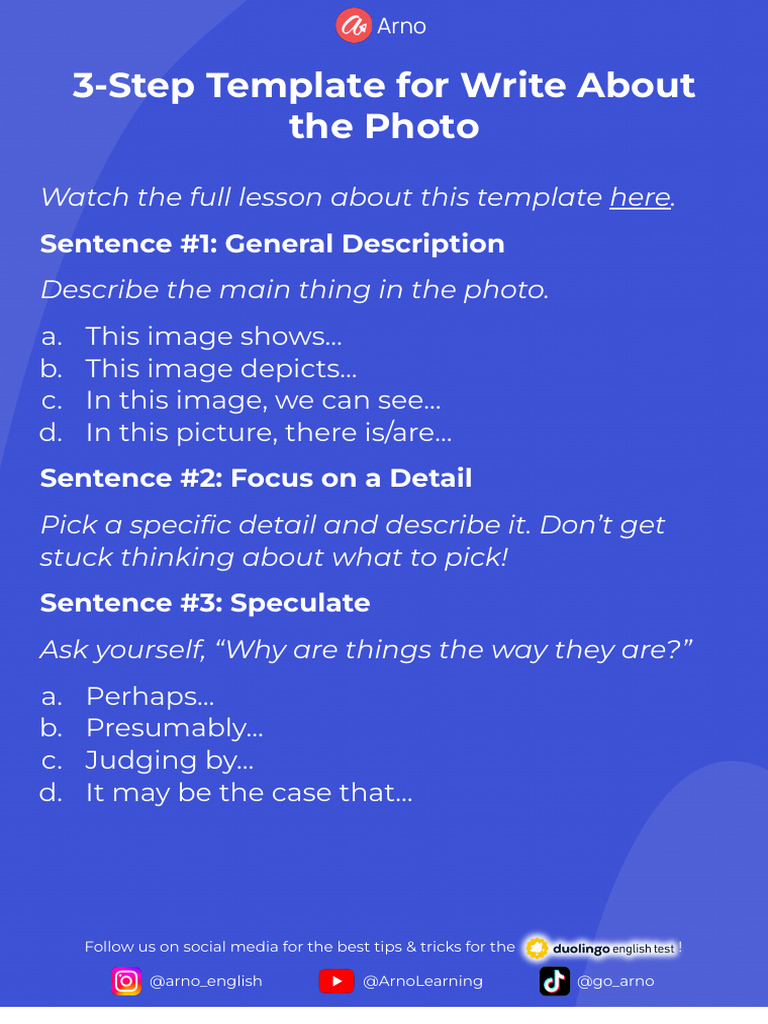 3-Step Photo Description Template | PDF