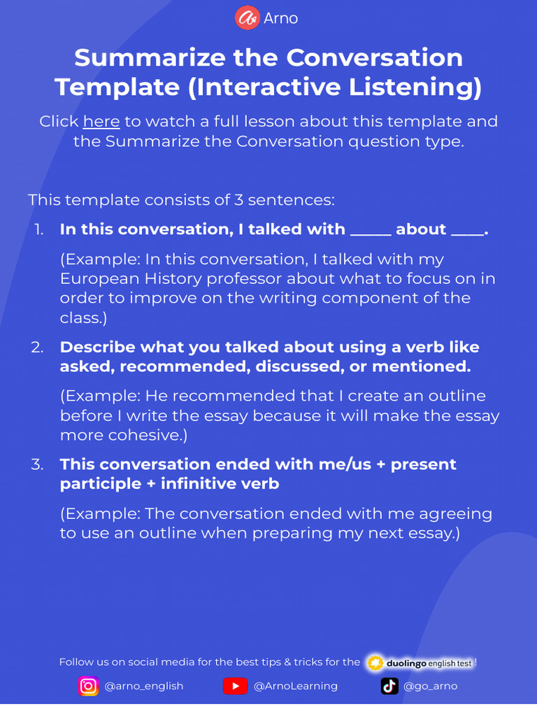 Conversation Summary Template Guide | PDF