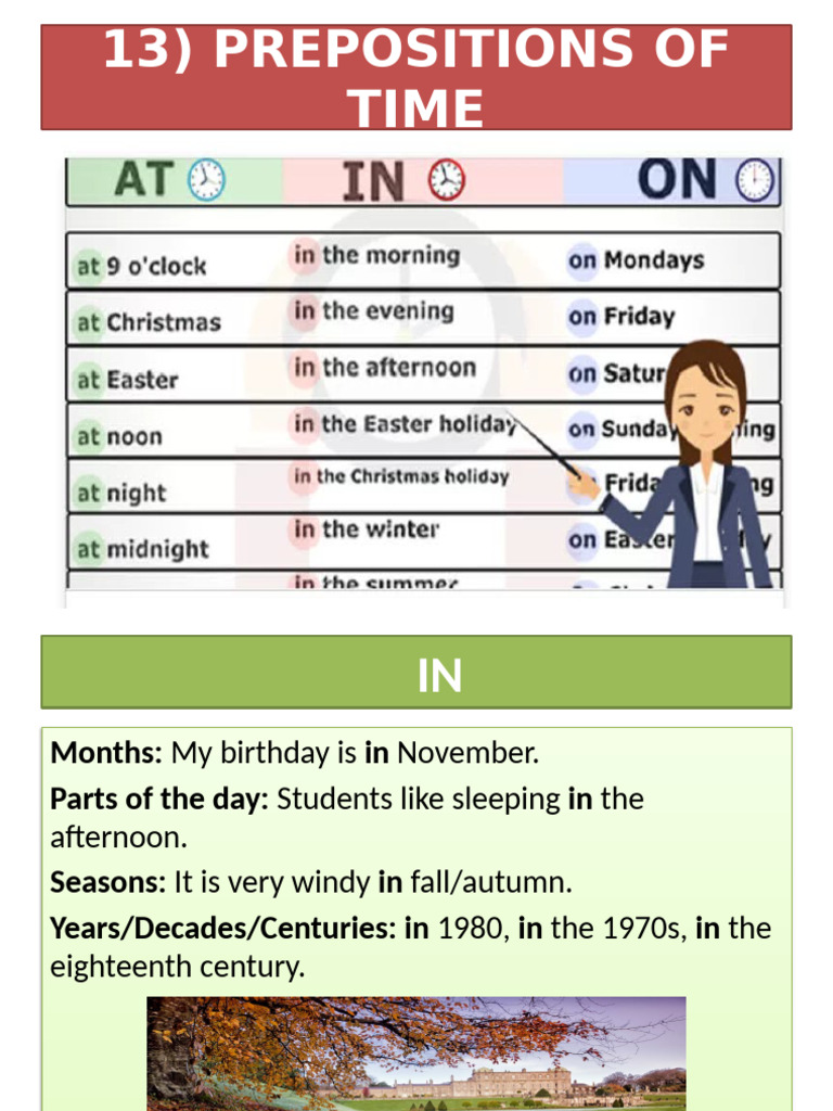 13) Prepositions of Time | PDF