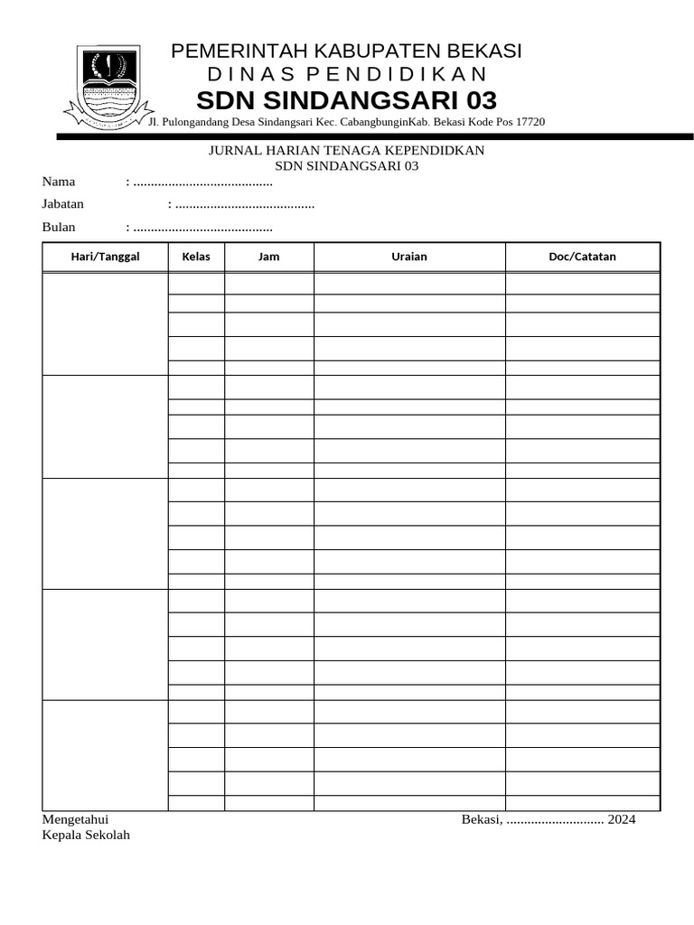 Laporan Harian Guru - SMPN 2 SKW | PDF