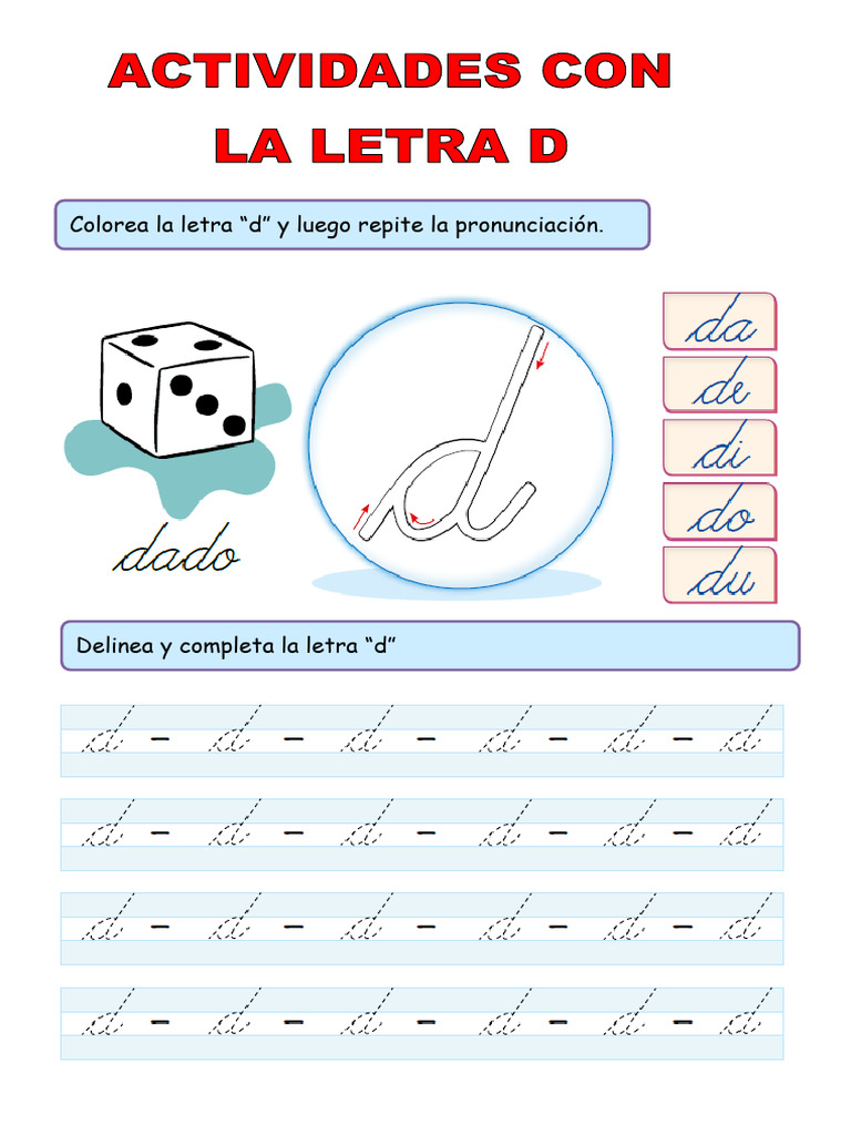 Actividades para la letra D y sílabas | PDF