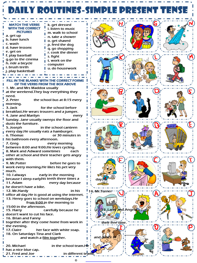 Daily Routines in Simple Present Tense | PDF