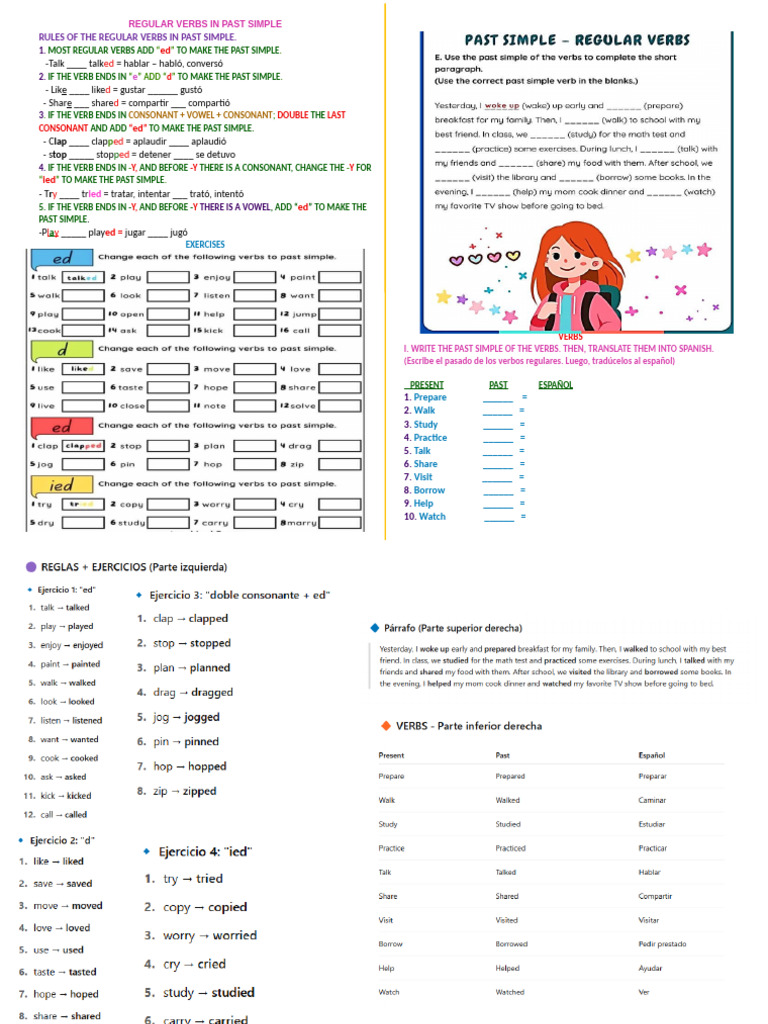 Regular Verbs in Past Simple | PDF | Language Families | Linguistics
