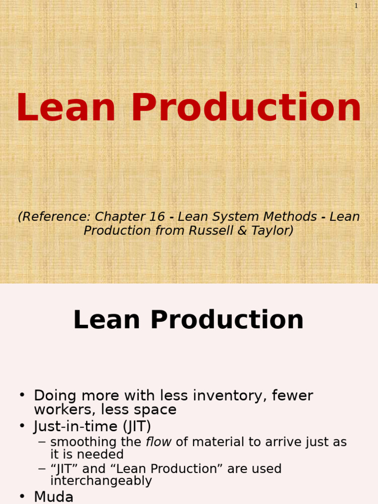 11 - JIT & Lean Production | PDF | Lean Manufacturing | Business Process