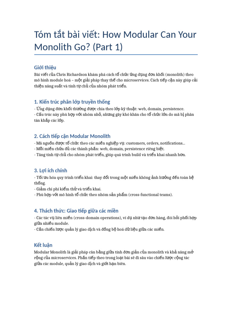 Tom Tat Modular Monolith Part1 | PDF