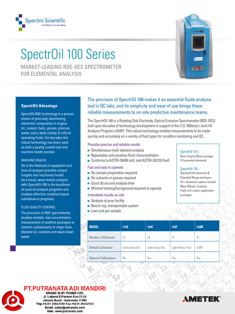 Datasheet SpectrOil Q100 - Pam | PDF | Spectroscopy | Light