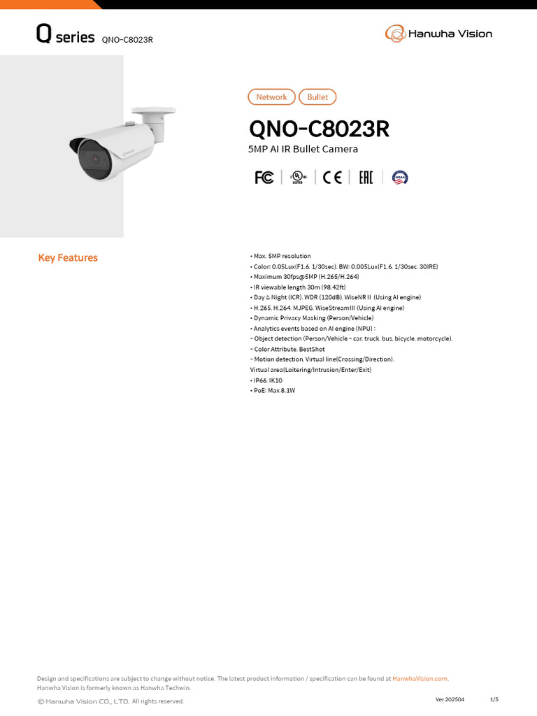 DataSheet QNO-C8023R 250521 EN | PDF | Camera Lens | Shutter (Photography)