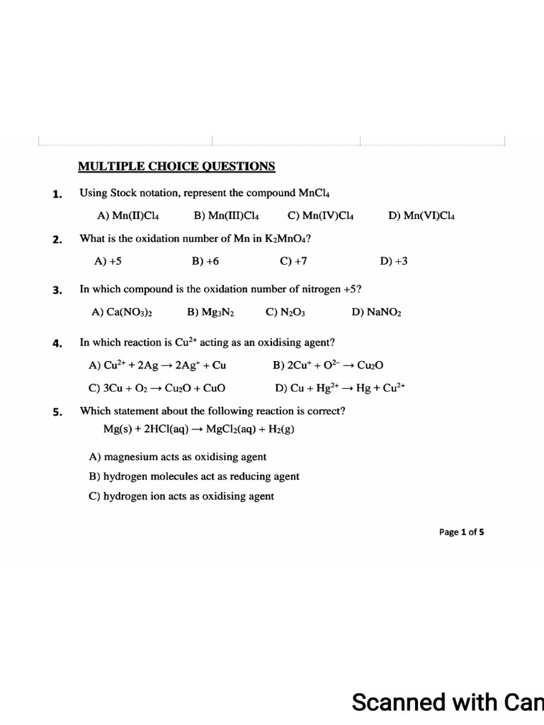 1819381-CLASS 11 - CHEMISTRY - REDOX 1) | PDF