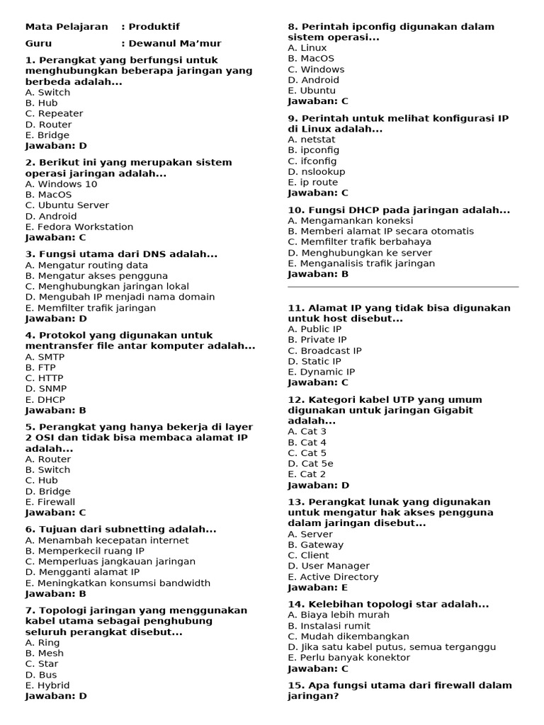 Soal AIJ Kelas 11 S2 | PDF