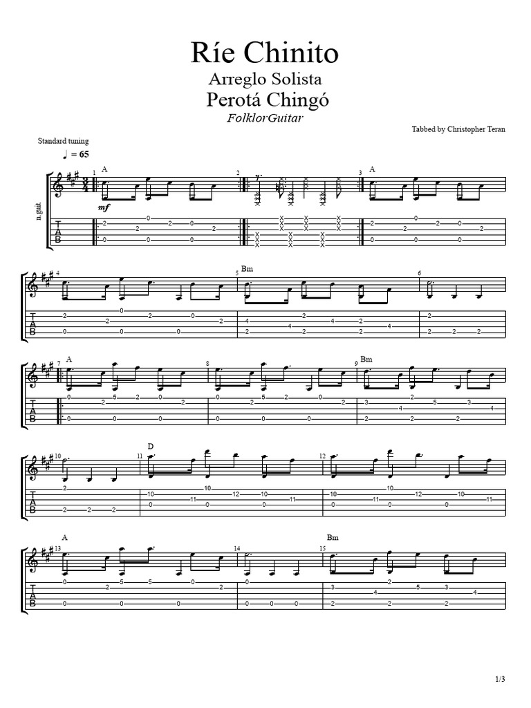 Rie Chinito - Arreglo Solista Tabs | PDF
