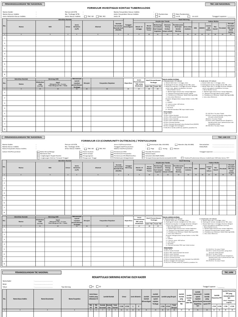 Formulir Investigasi Kontak TBC | PDF