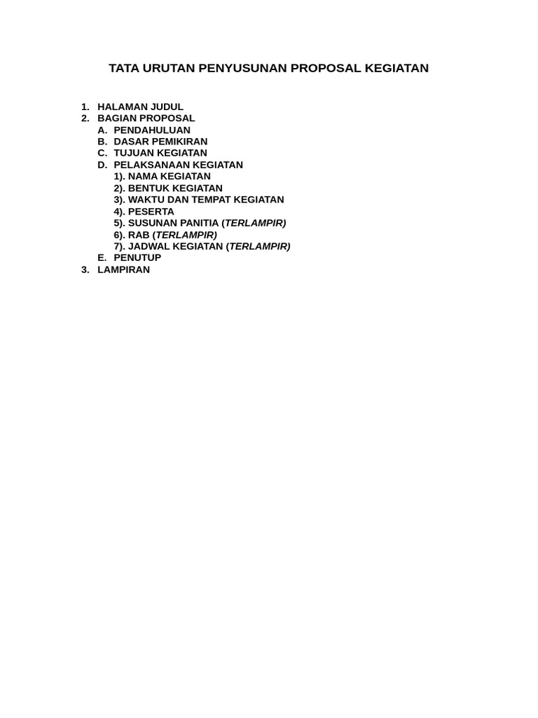 Urutan Penyusunan Proposal Kegiatan | PDF