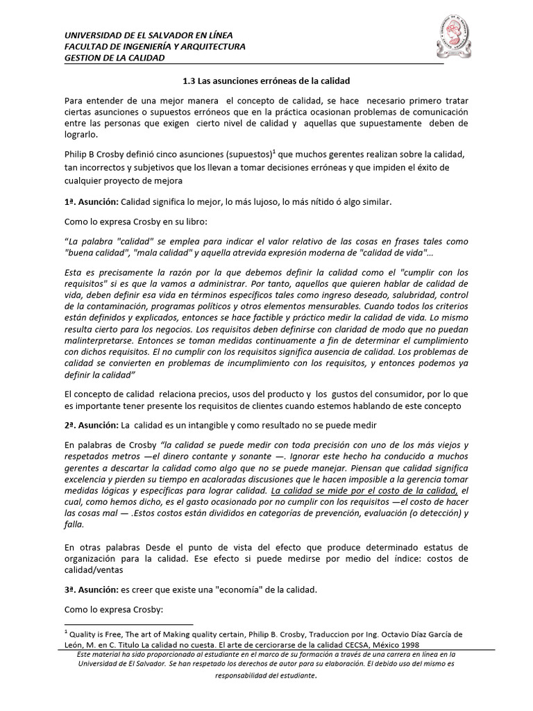 01 - para Parcial 1, Lecturas Adicionales y Retroalimentaciones | PDF | Calidad (comercial ...