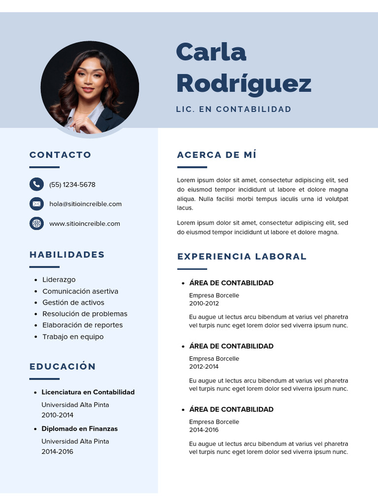 Currículum Vitae Cv de Contabilidad Minimalista Azul | PDF