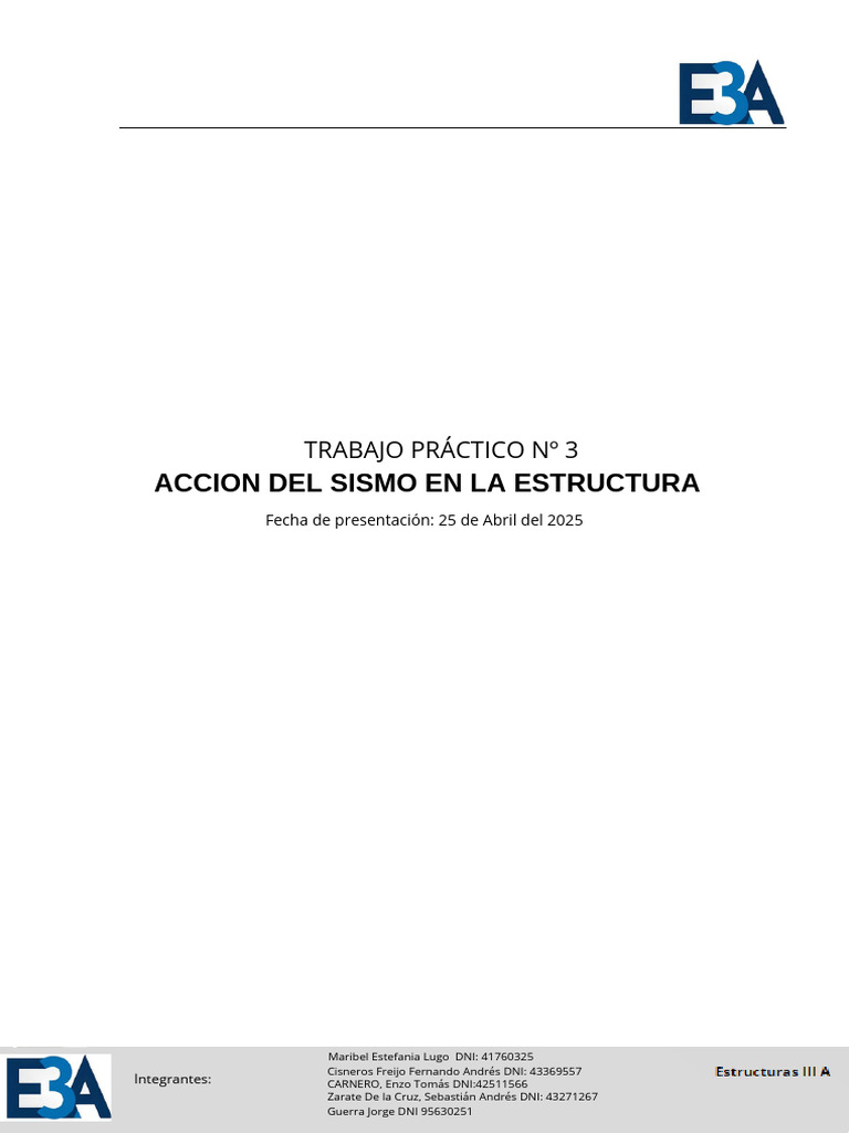E3A - TP 3 - ACCION DEL SISMO EN UNA ESTRUCTURA | PDF | Mecanica clasica | Mecánica