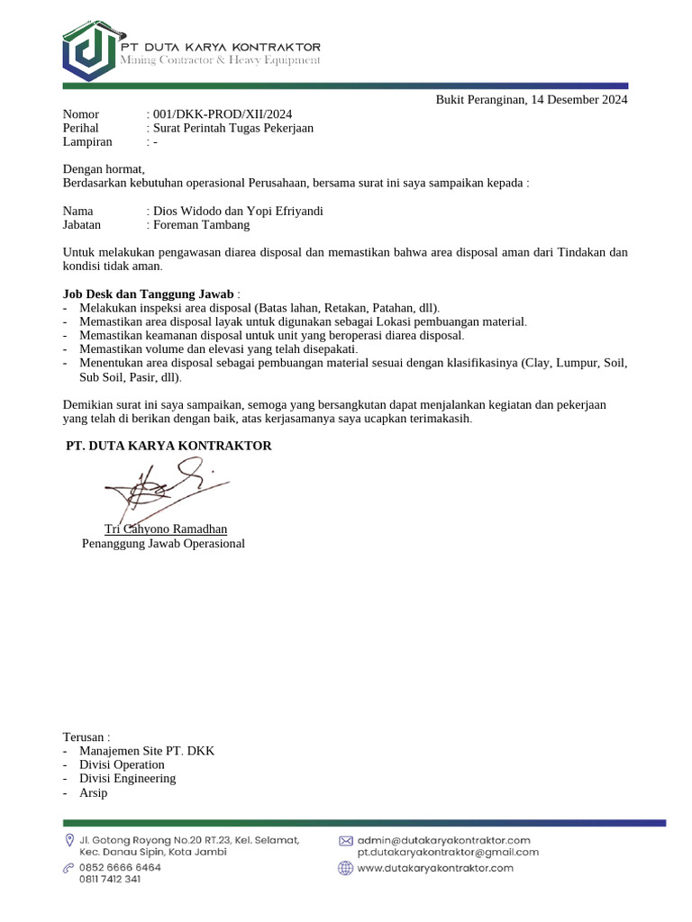 Surat Perintah Tugas Pengawasan Disposal | PDF