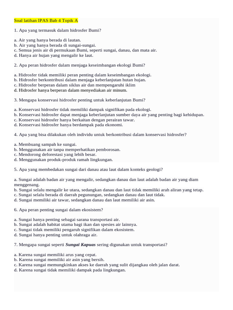 soal IPAS bab 4 topik A | PDF
