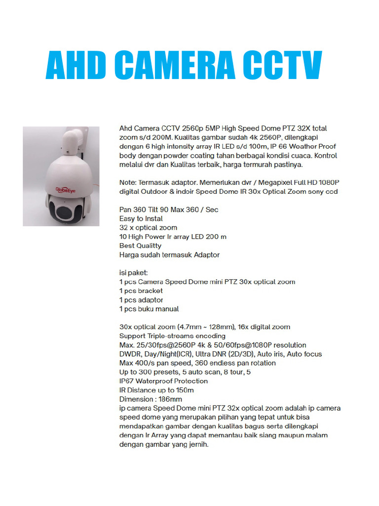 AHD Camera CCTV | PDF
