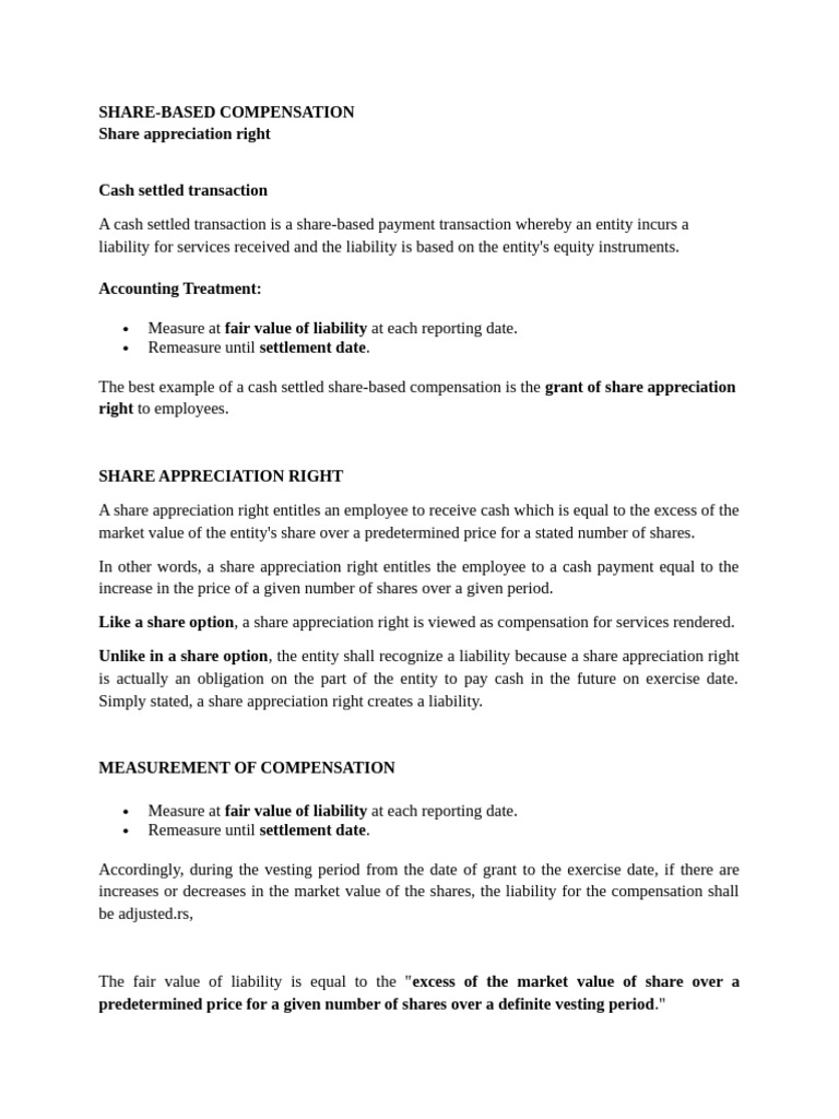 Share Appreciation Right | PDF | Fair Value | Equity (Finance)