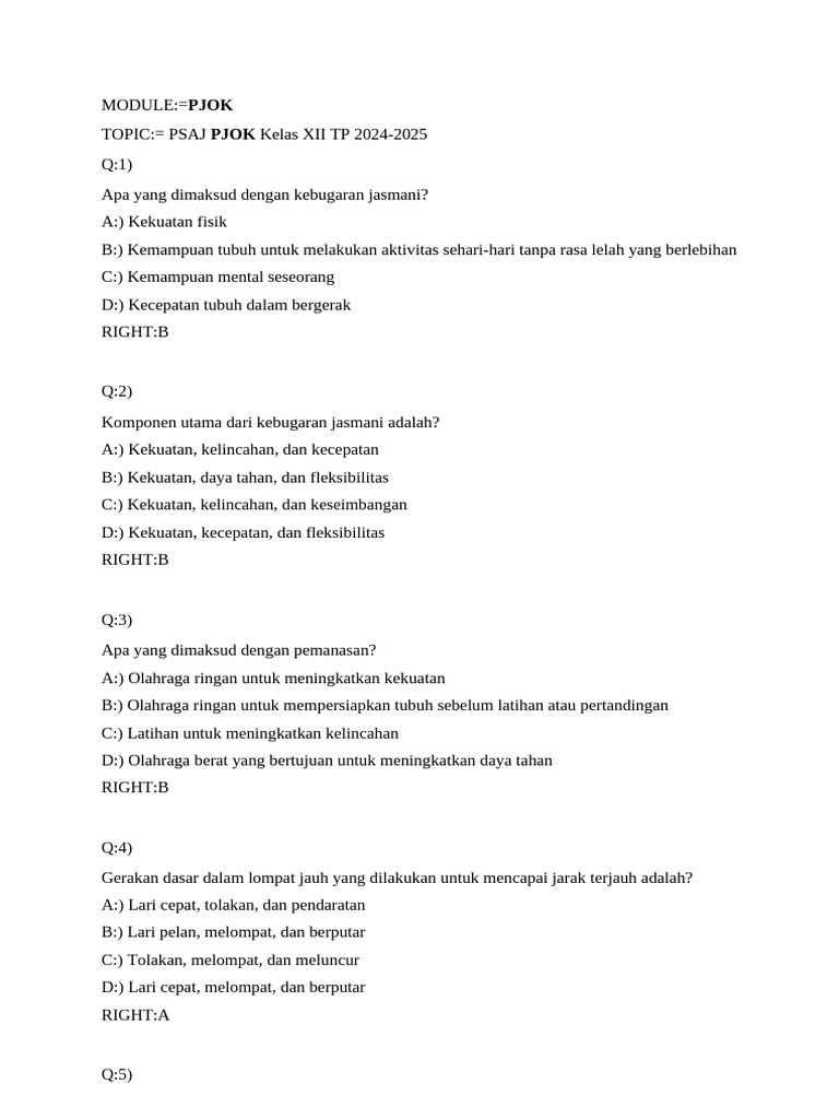 Soal Psaj Pjok | PDF