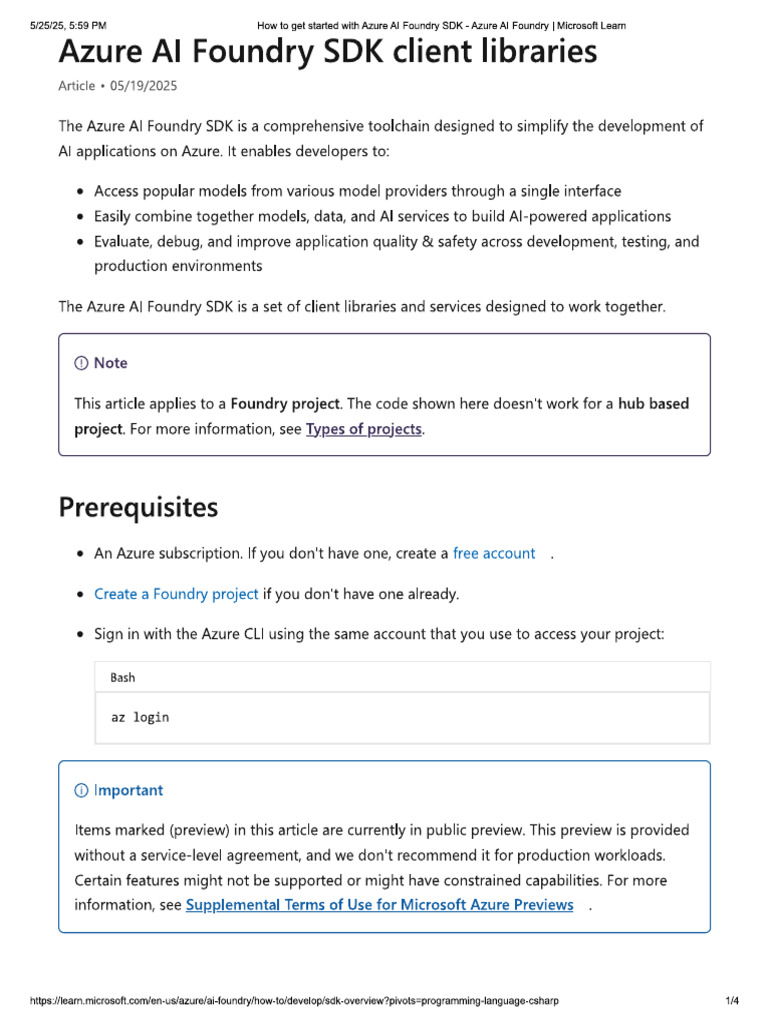 Azure AI Foundry SDK Client Libraries | PDF