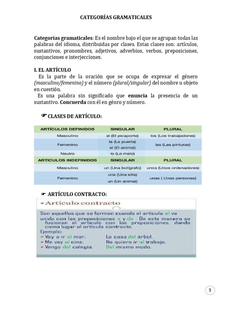 Categorias Gramaticales | PDF | Adjetivo | Parte del discurso
