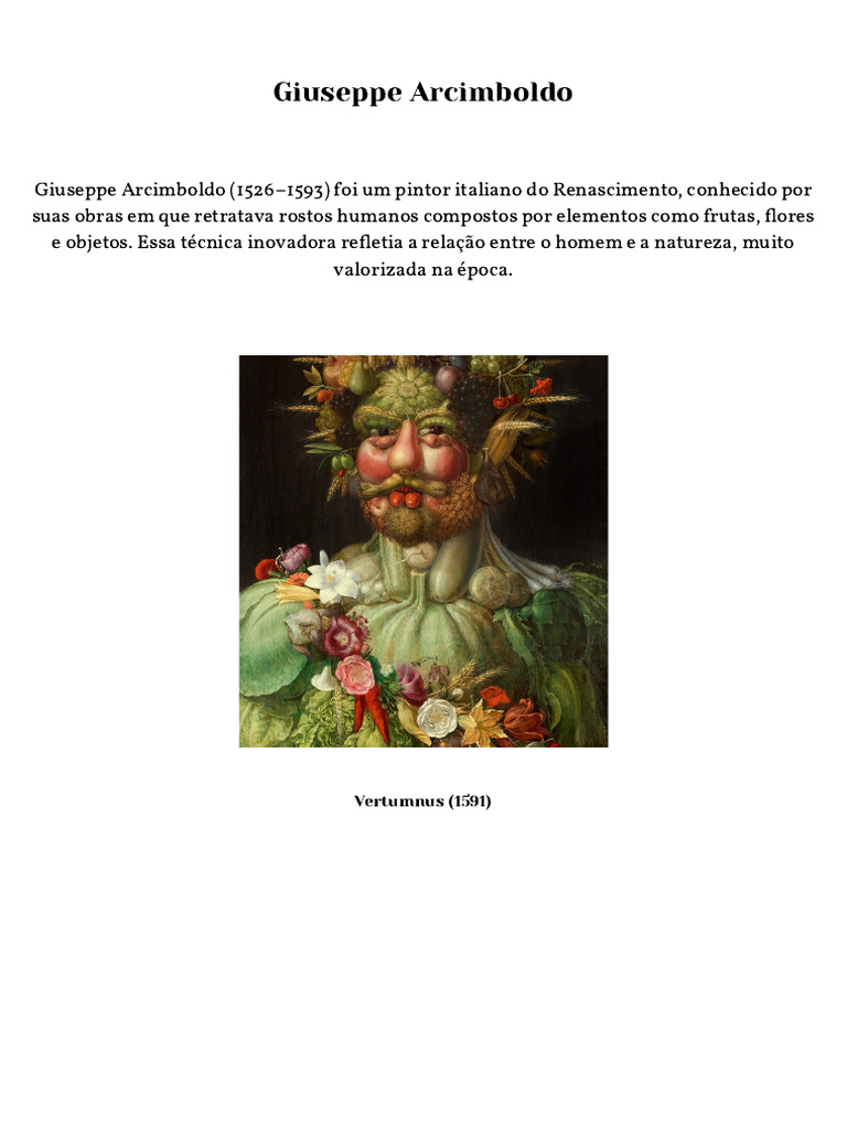 O Renascimento - Giuseppe Arcimboldo - Carla Fridelance | PDF